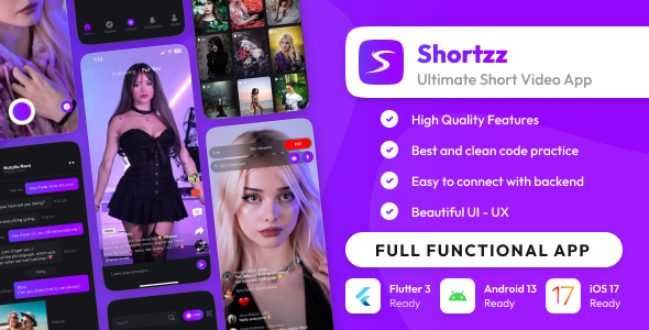 Shortzz Short Video App Flutter Script With Admin Panel Android Ios Tiktok Clone Full